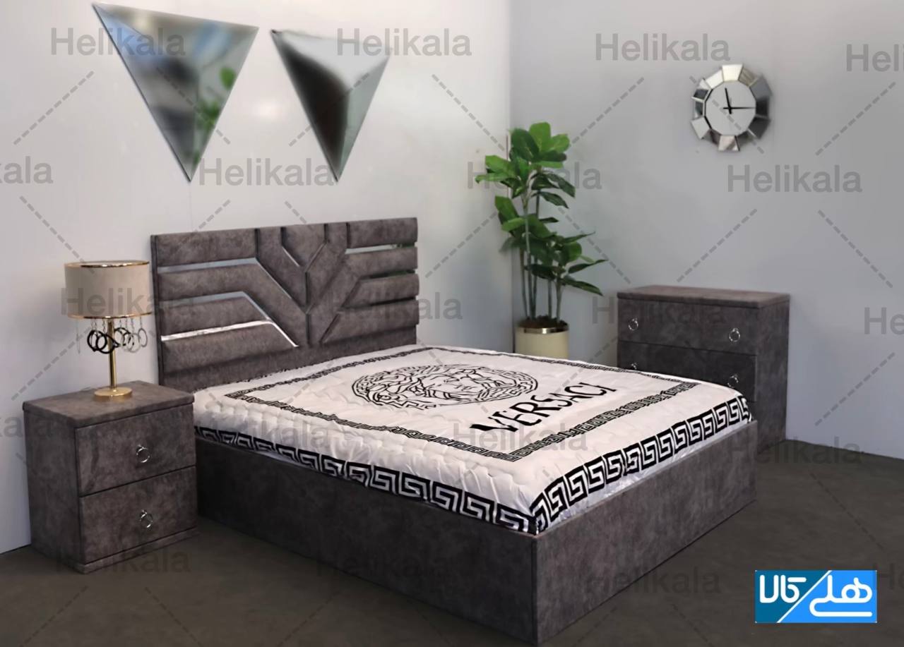 تخت خواب دو نفره مدل یونیک طوسی - هلی کالا | تخت خواب | تشک | خرید ...